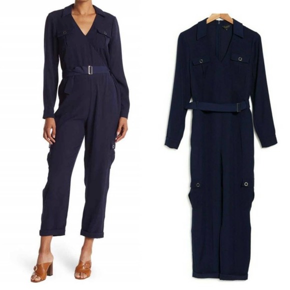Ted Baker | Pants & Jumpsuits | Ted Baker London Utility Pocket Belted Jumpsuit In Navy Blue ...